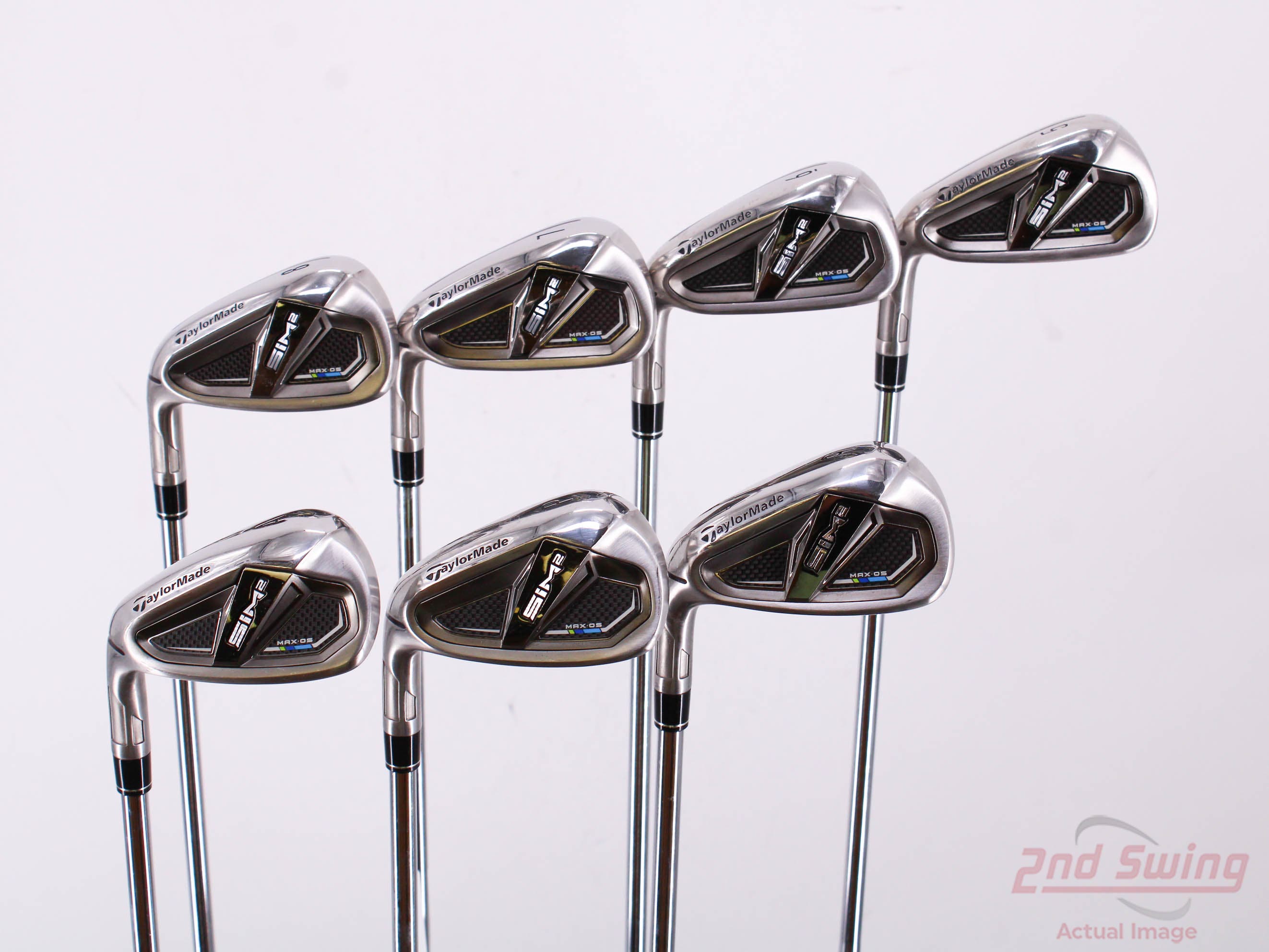 TaylorMade SIM2 MAX OS Iron Set 5-PW GW FST KBS MAX 85 MT Steel Regular Left Handed 38.5in (D ...